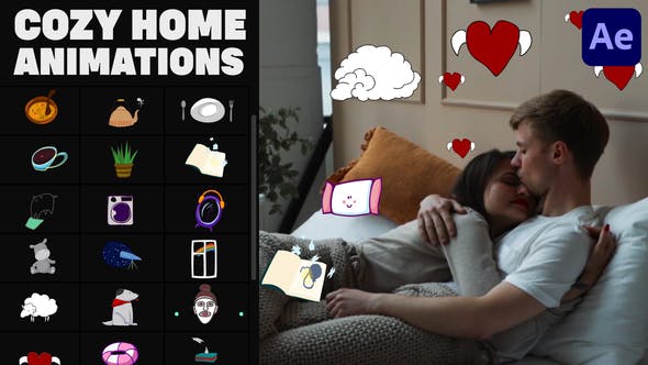 Download Cozy Home Stickers for After Effects - Videohive - aedownload.com
