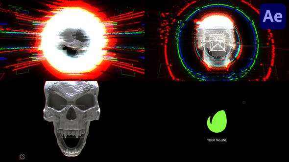 Download Glitch Skull Logo for After Effects - Videohive - aedownload.com