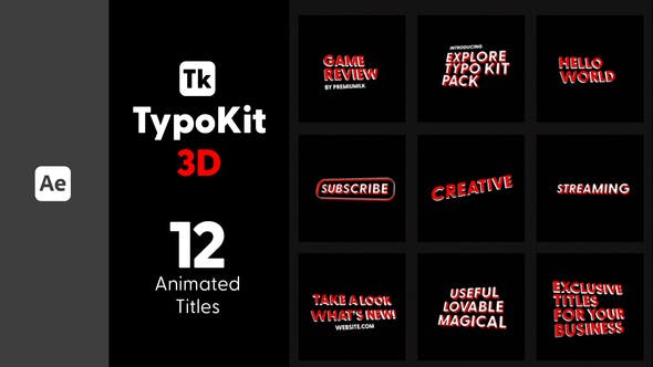 Download Typo Kit 3D Titles for After Effects - Videohive - aedownload.com