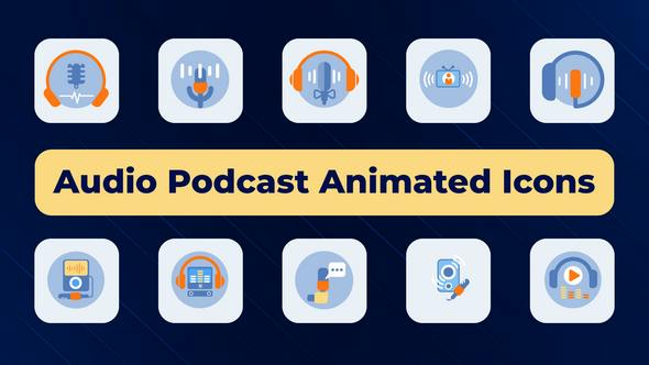 Download Audio Podcast Animated Icons - Videohive - aedownload.com