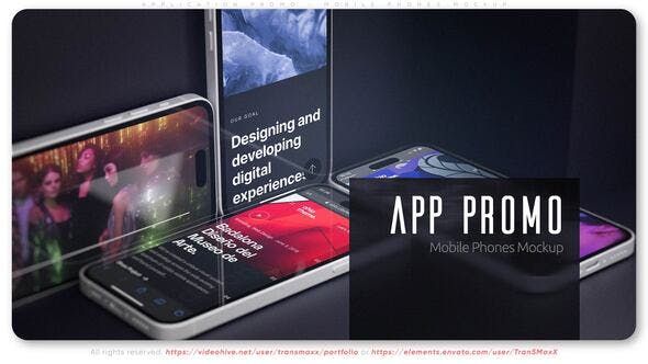 Download Application Promo - Mobile Phones Mockup - Videohive - aedownload.com
