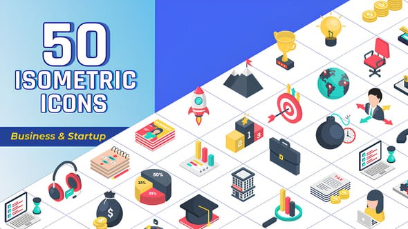 Download Isometric Icons Business and Startup Videohive - aedownload.com